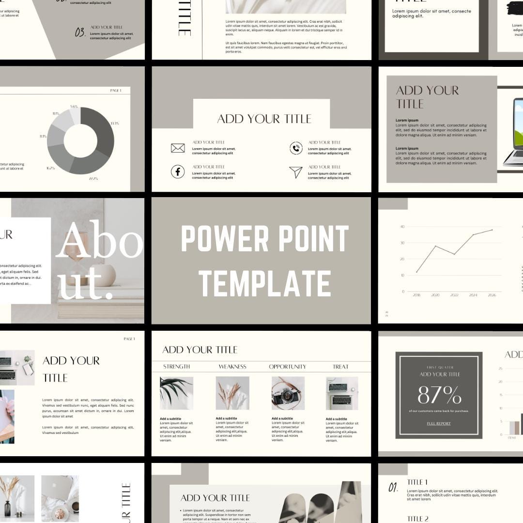 Professional Grey Powerpoint Template Simple & Stylish Presentation Design - Etsy UK