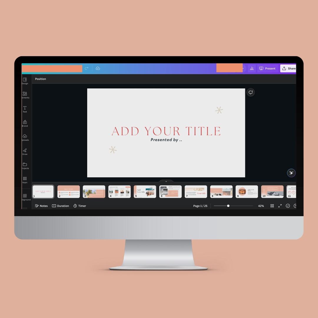 Soft Peach Powerpoint Template Minimalist Design for Professional ...