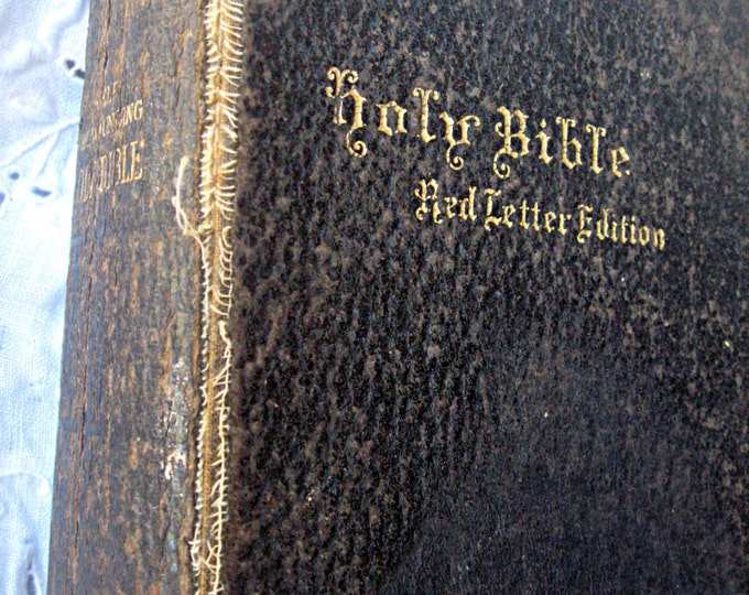 Antique Bible, Leather Bible, 1926 Red Letter Art Edition Illustrated ...