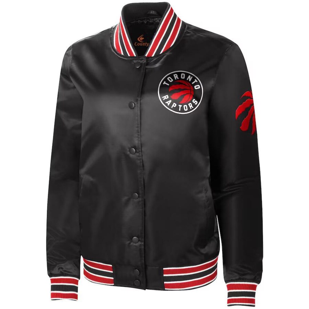 NBA Toronto Raptors Varsity Jacket Black Satin Jacket Letterman Jacket ...
