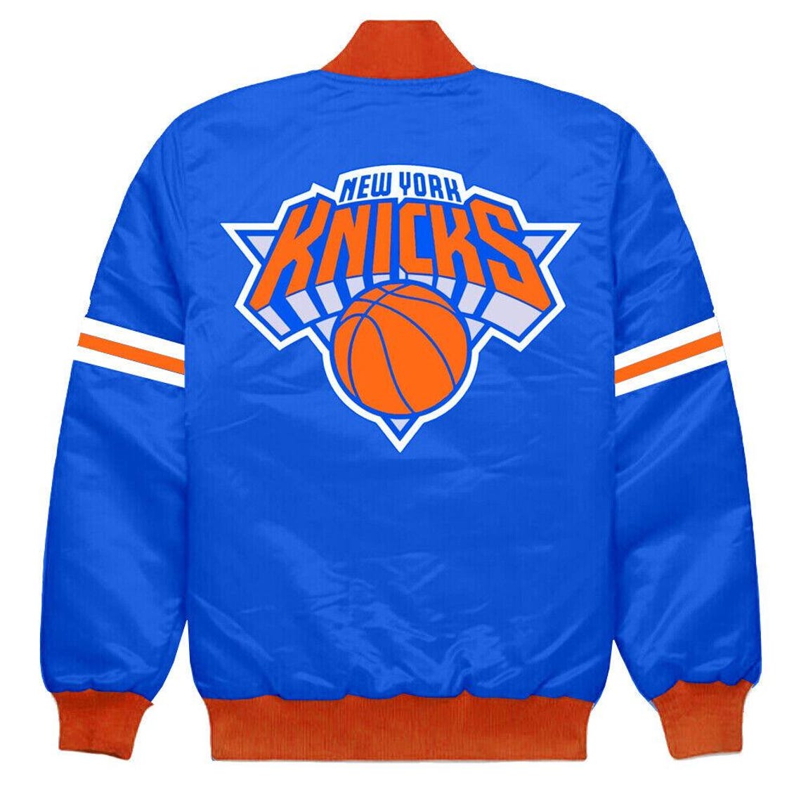 NBA New York Knicks Varsity Jacket Blue Satin Jacket Letterman Jacket ...