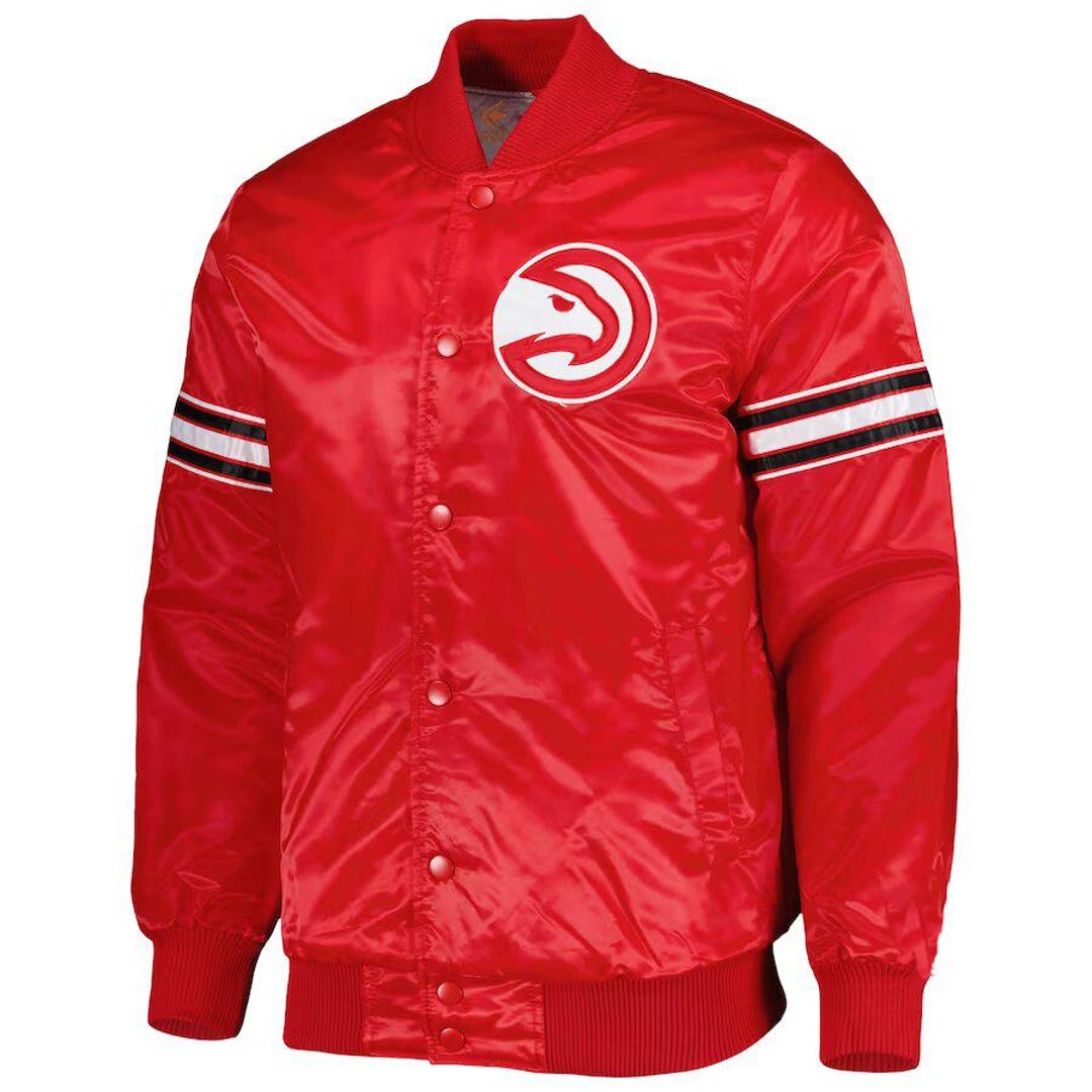NBA Atlanta Hawks Varsity Jacket Red Satin Jacket Letterman Jacket ...