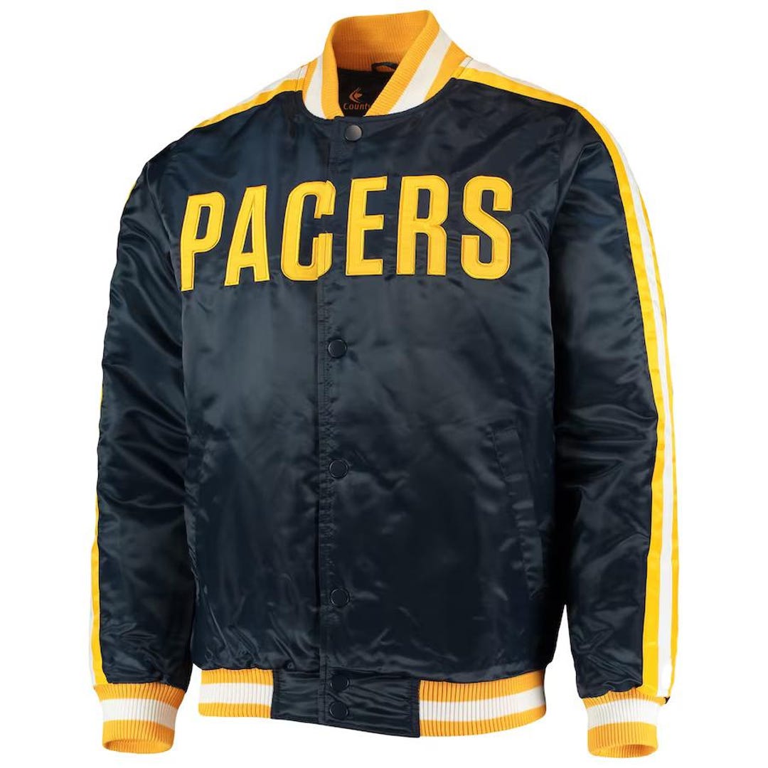 NBA Indiana Pacers Varsity Jacket Navy Blue Satin Jacket Letterman ...