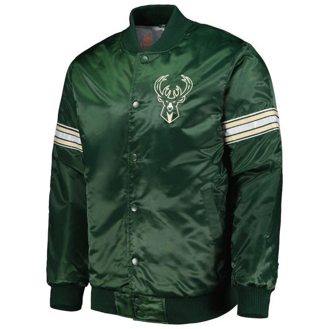 NBA Milwaukee Bucks Varsity Jacket Forestgreen Satin Jacket Letterman ...