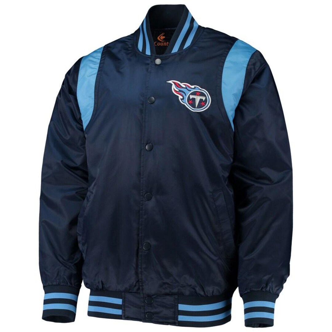 NFL Tennessee Titans Varsity Jacket Navy Blue Satin Jacket Letterman ...