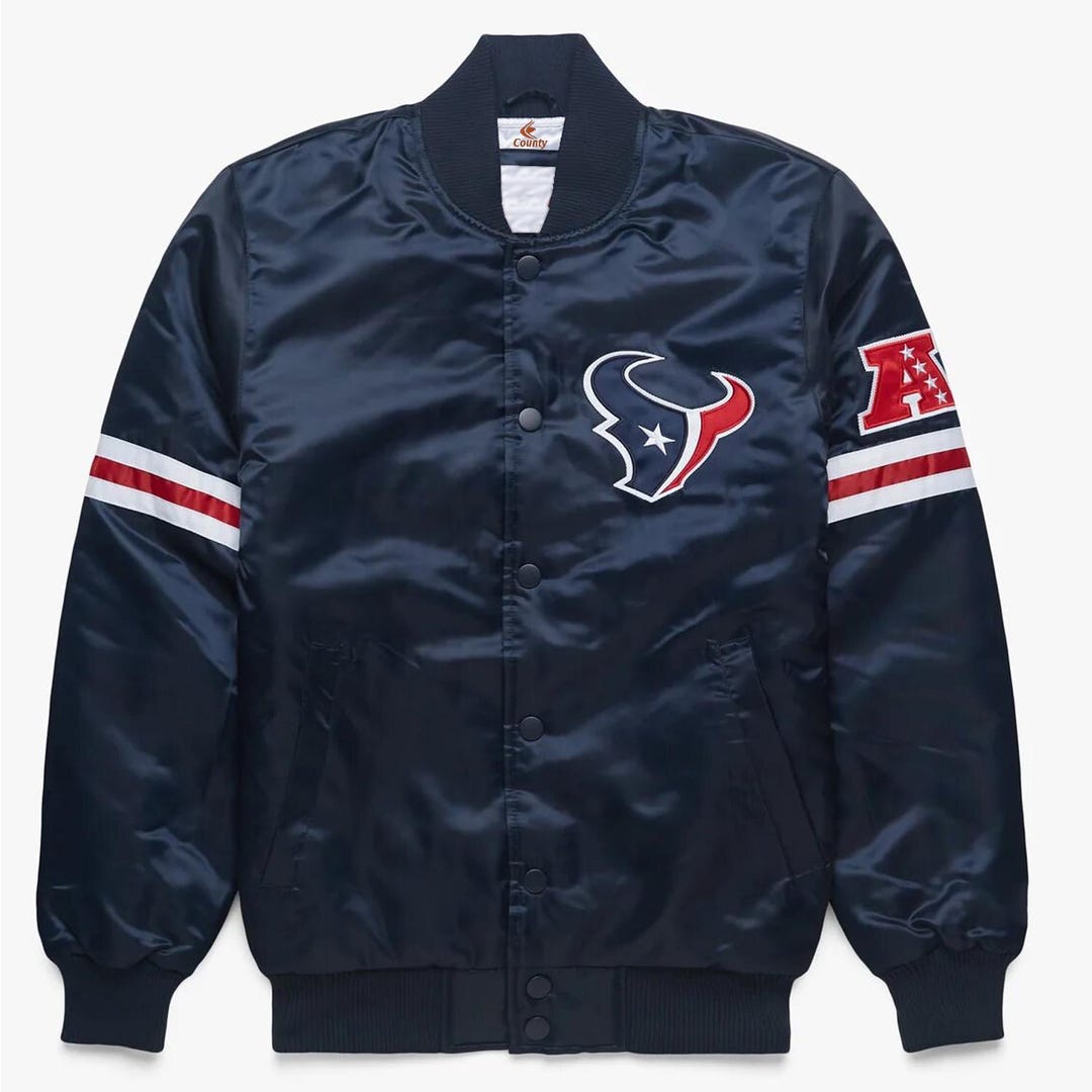 NFL Houston Texans Varsity Jacket Navy Blue Satin Jacket Letterman ...