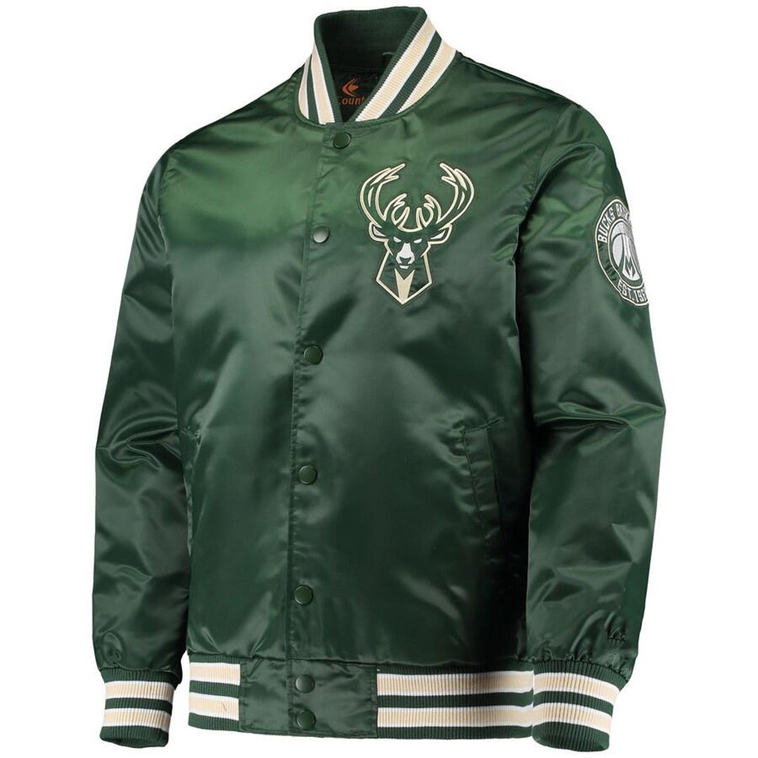 NBA Milwaukee Bucks Varsity Jacket Forestgreen Satin Jacket Letterman ...