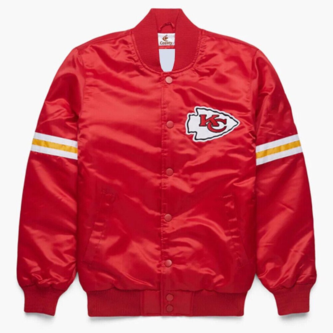 NFL Kansas City Chiefs Varsity Jacket Red Satin Jacket Letterman Jacket ...