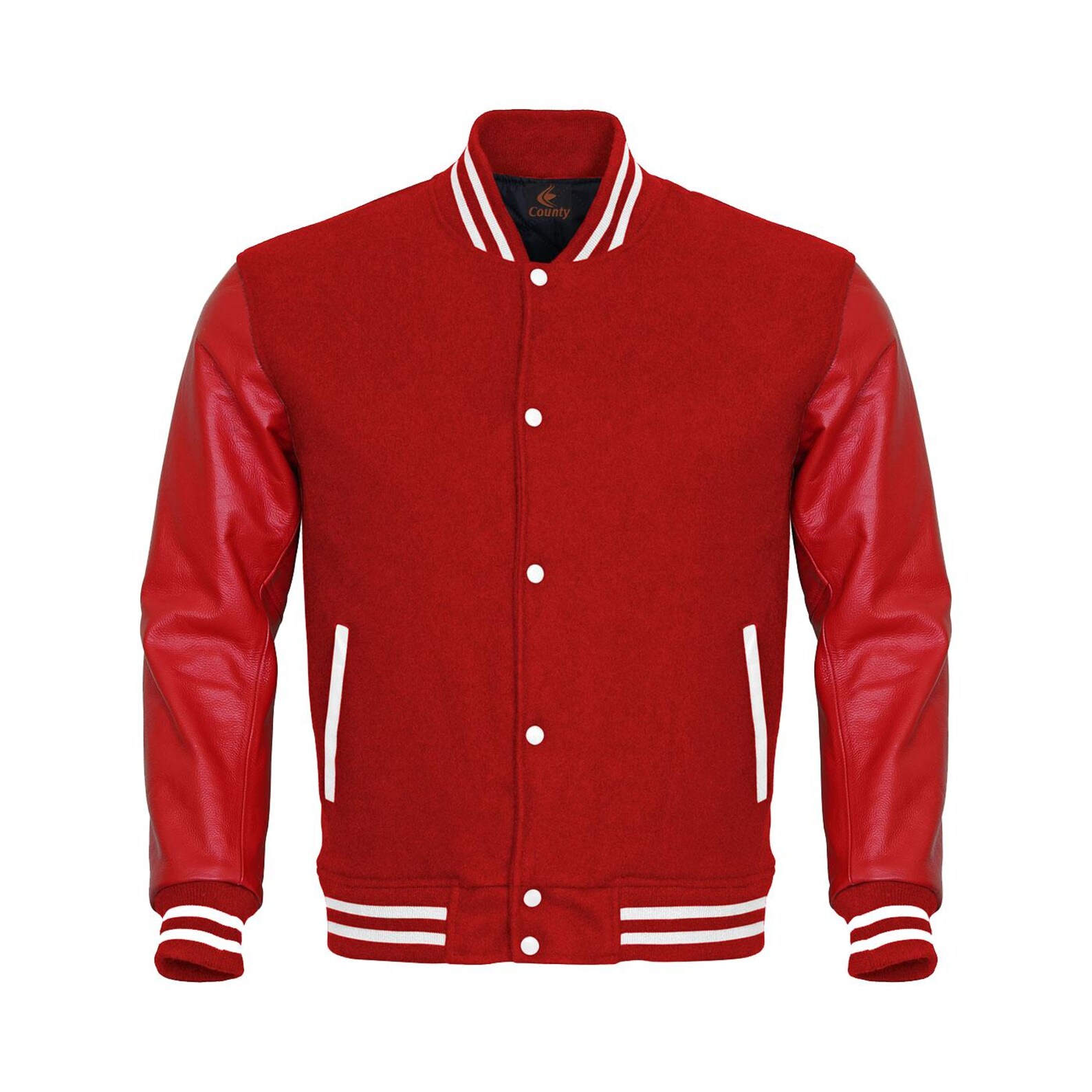 Varsity Jacket Red Body and Red Leather Sleeves Letterman Jacket Custom ...