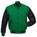 Varsity Jacket Green Body and Black Leather Sleeves Letterman Jacket ...