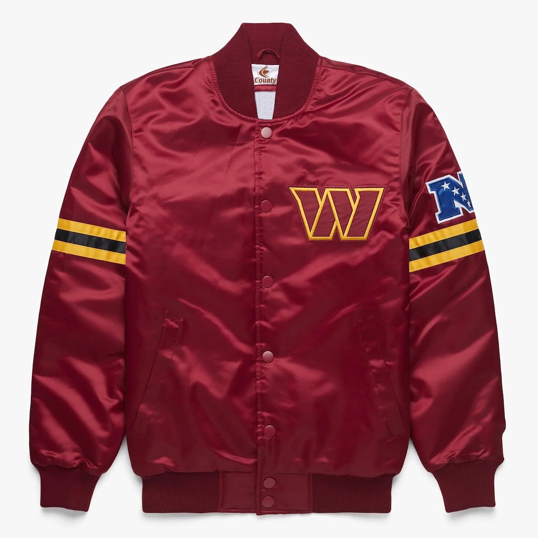 NFL Washington Commander Varsity Jacket Maroon Satin Jacket Letterman ...