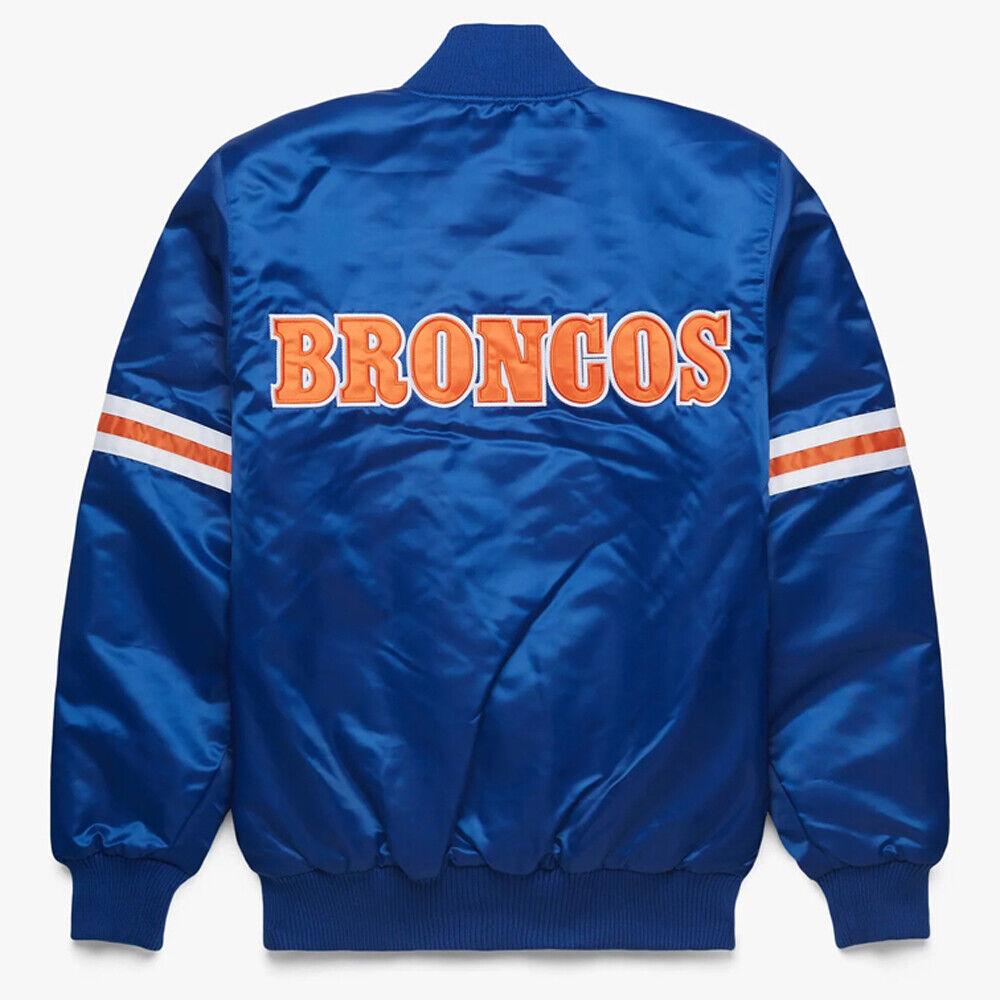 NFL Denver Broncos Varsity Jacket Blue Satin Jacket Letterman Jacket ...