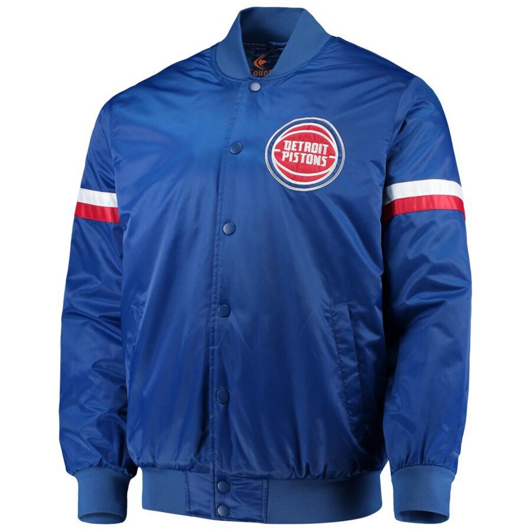 NBA Detroit Pistons Varsity Jacket Blue Satin Jacket Letterman Jacket ...