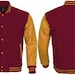 Varsity Jacket Maroon Body and Gold Leather Sleeves Letterman Jacket ...
