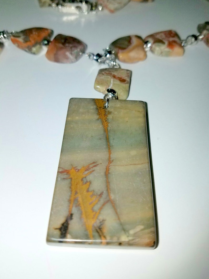 100% Natural Multi-color Picasso Jasper Pendant With Natural Multi ...