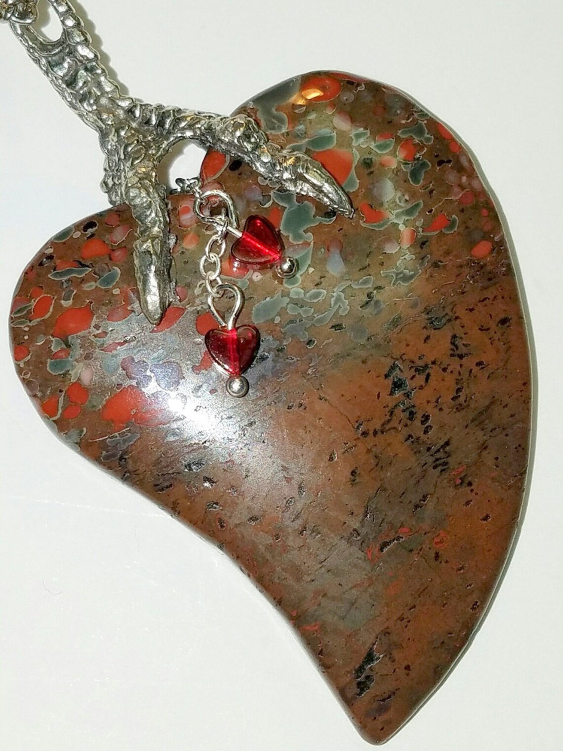 Plume Jasper Heart Pendant and Necklace MARKED DOWN - Etsy