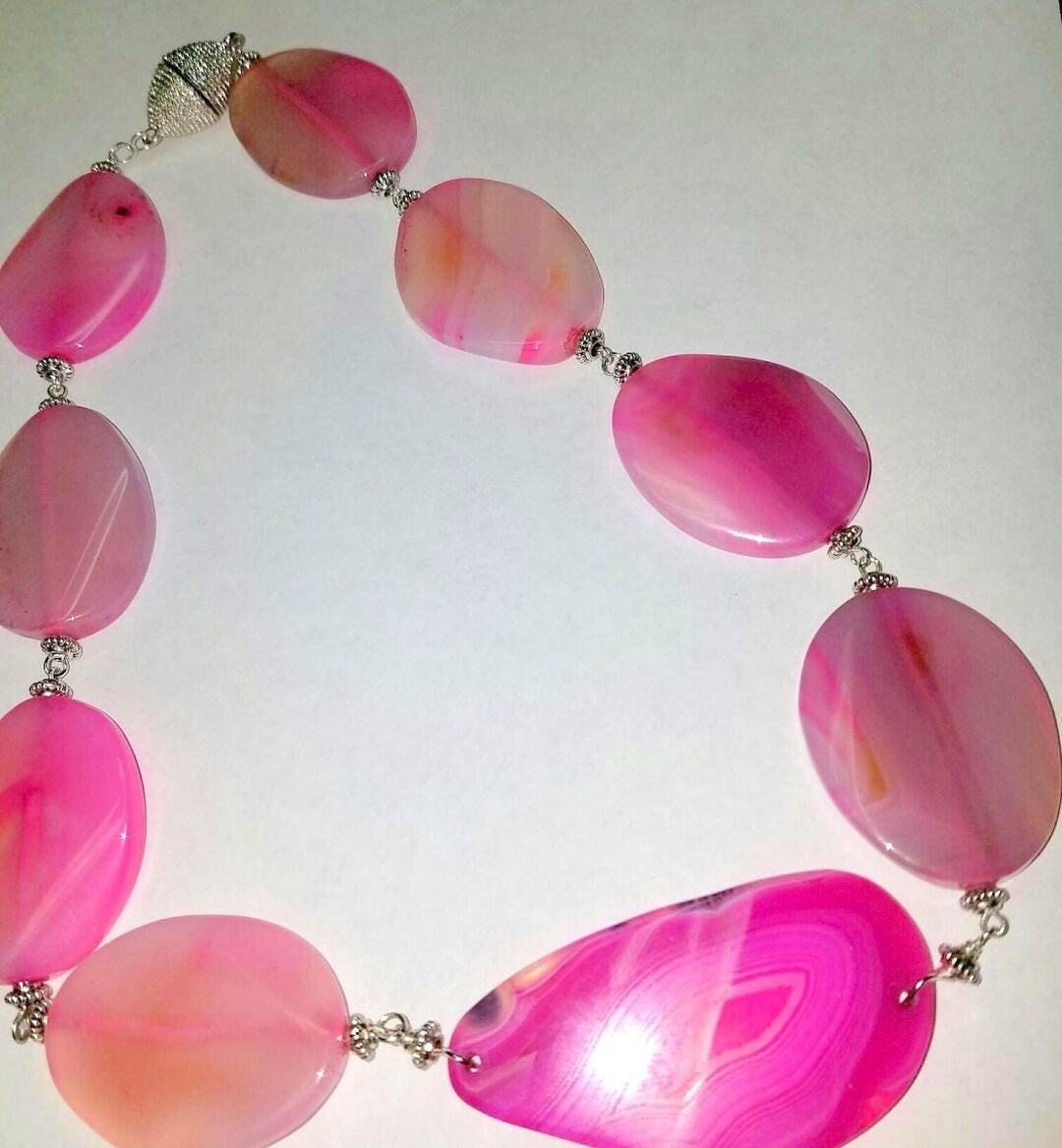 Pink Banded Agate Necklace MARKED DOWN - Etsy