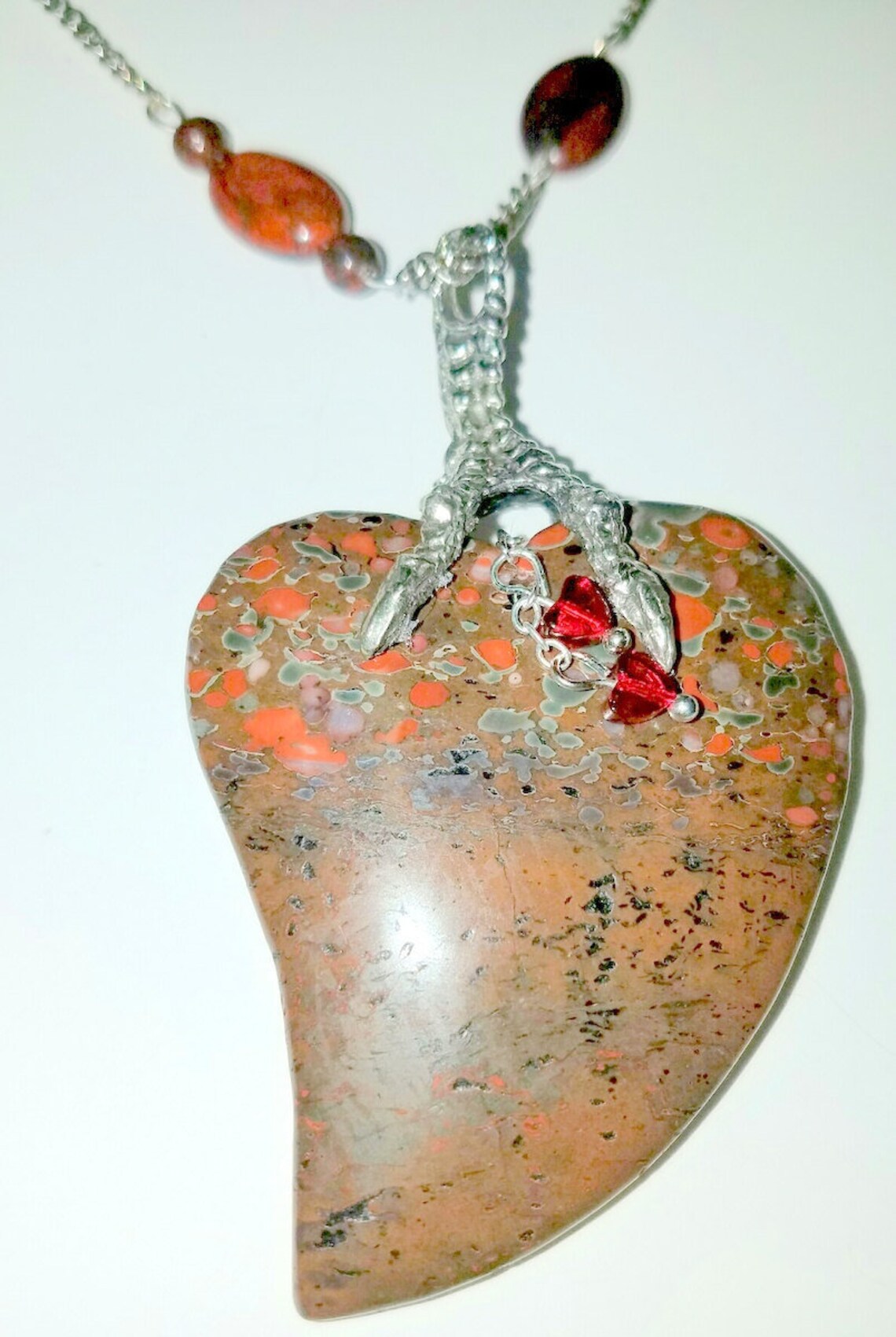 Plume Jasper Heart Pendant and Necklace MARKED DOWN - Etsy