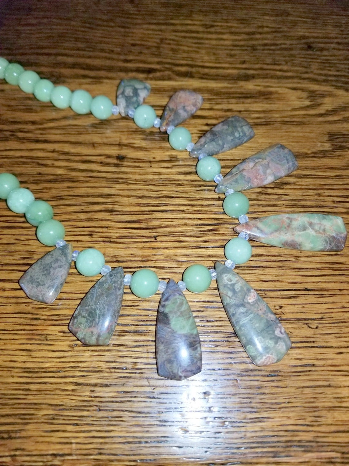 Moss Green Jade With Picasso Jasper Necklace - Etsy