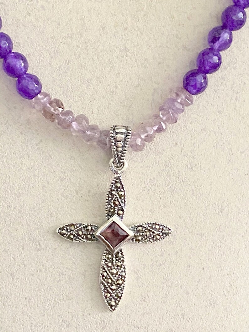 Amethyst Amethyst Amethyst Necklace and Cross - Etsy