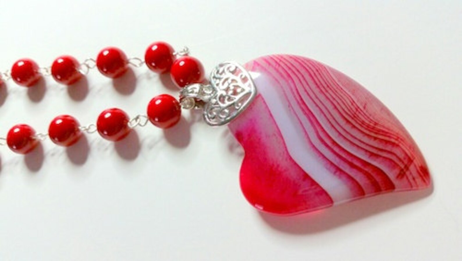 Red Striped Agate Necklace - Etsy