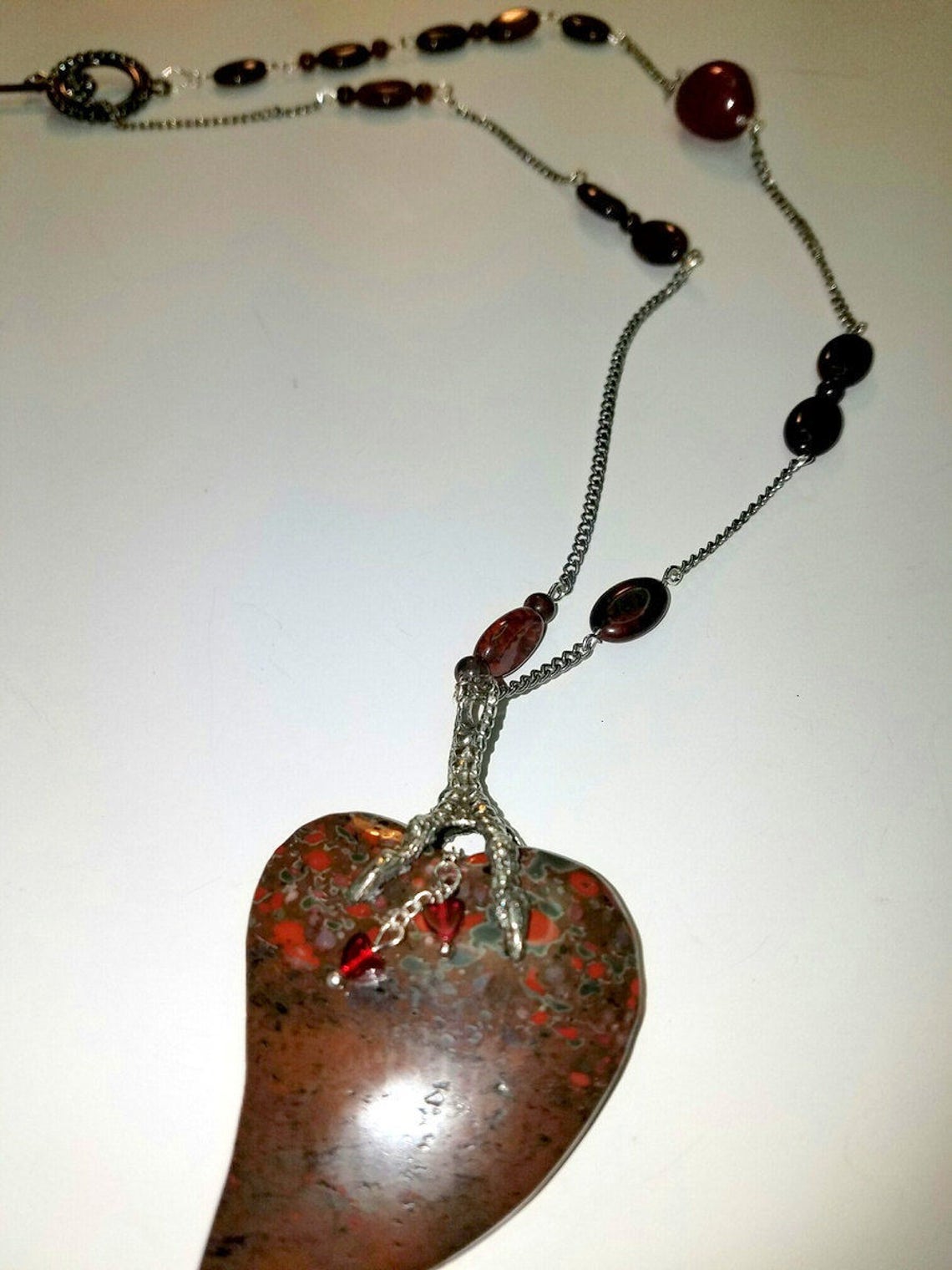 Plume Jasper Heart Pendant and Necklace MARKED DOWN - Etsy