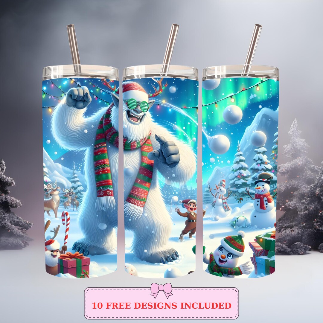 Holiday Yeti Tumbler Wrap, Santa Yeti Art, Festive Yeti Wrap, Tumbler ...