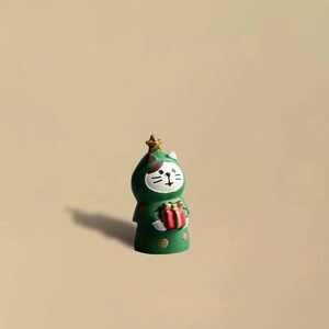 Hand-painted Festive Cat Figures Christmas Decor Set - Etsy