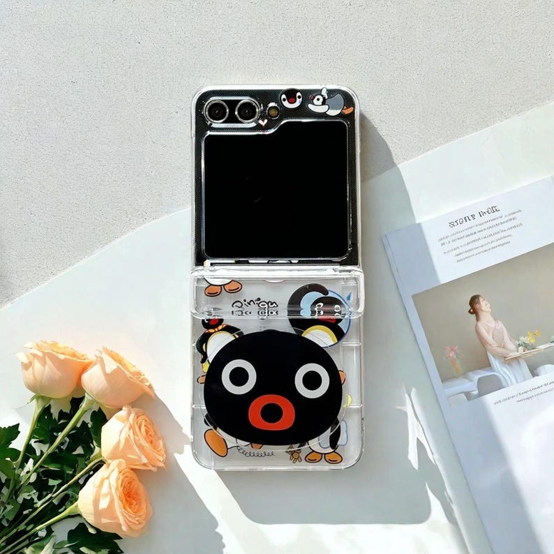 Cute Cartoon Penguin Card Holder Case for Samsung Galaxy Z Flip 3 4 5 6 ...
