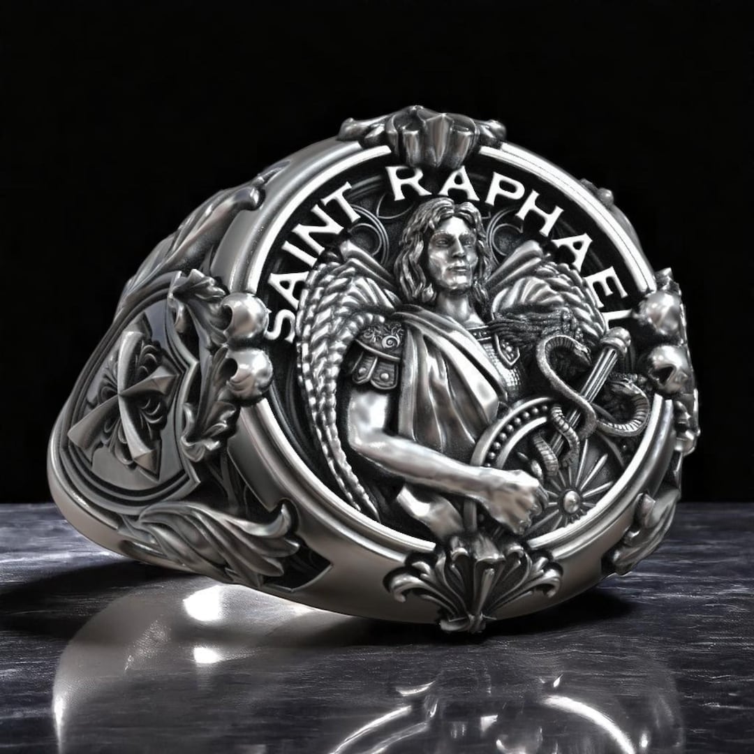 Saint Raphael Archangel Ring for Men–christian Healing Angel Signet ...