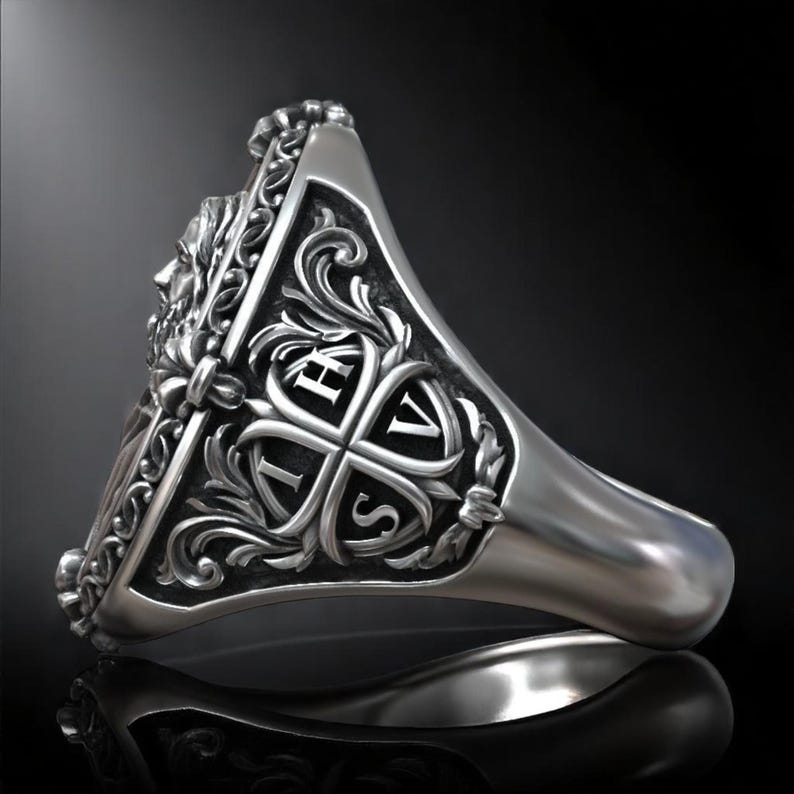 Jesus Christ Signet Ring for Men – IHS Cross Christian Symbol Ring With ...