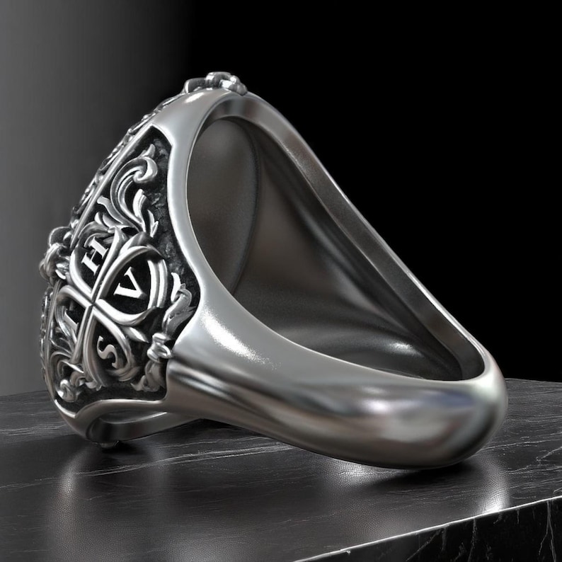 Jesus Christ Signet Ring for Men – IHS Cross Christian Symbol Ring With ...