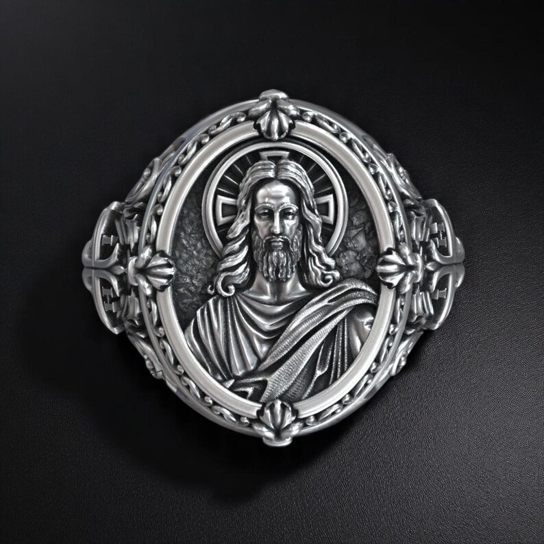Jesus Christ Signet Ring for Men – IHS Cross Christian Symbol Ring With ...