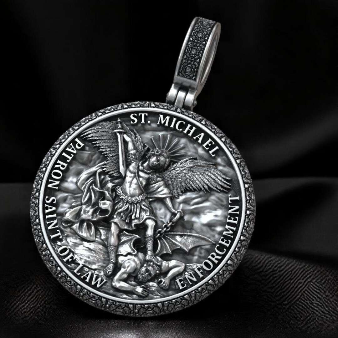 St. Michael Law Enforcement Medal | Patron Saint Pendant for Police & Military | 18k Gold Plated ...