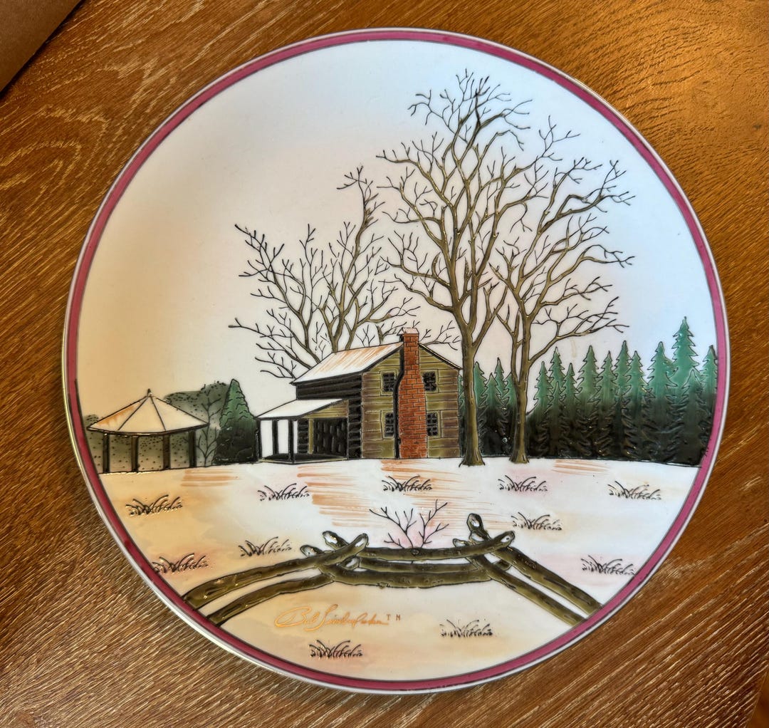 Bob Timberlake “late Snow at Riverwood” Signed 12" Decorative Stoneware ...