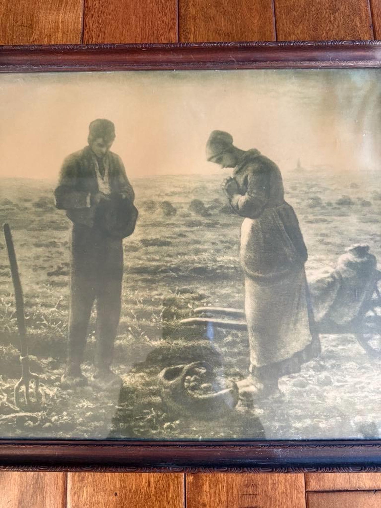 Jean-francois Millet 'the Angelus' Farmer Couple Praying Wood Frame 21. ...