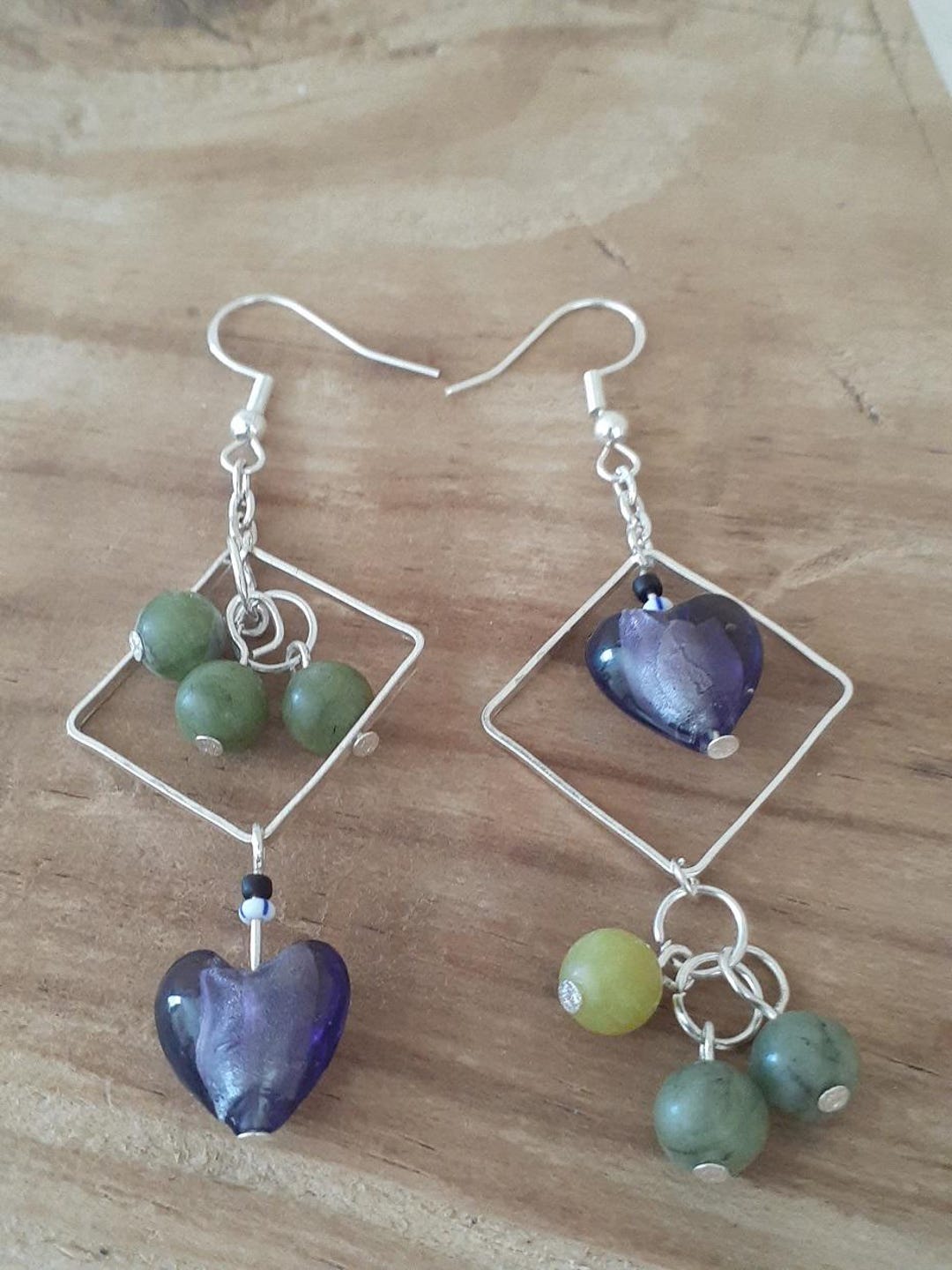 Steinbeck Greenstone Pounamu With Grapes and a Purple Heart and .925 ...