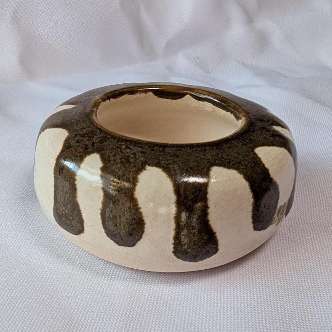 Handmade Ceramic Container With Dripping Bronze Glaze on the Rim - Etsy