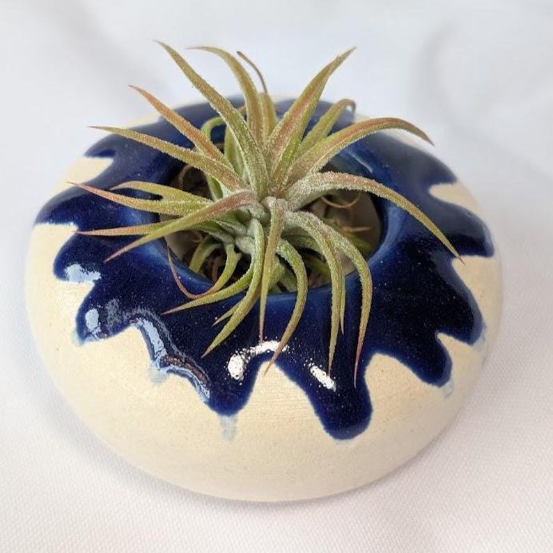 Unique Round Handmade Ceramic Container in Blue and White - Etsy
