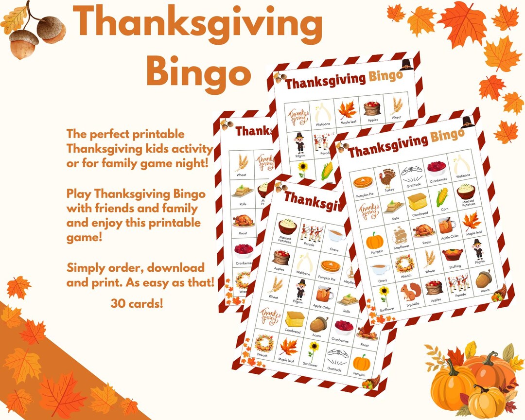 Thanksgiving Bingo | Thanksgiving Games | Friendsgiving Games | Family ...