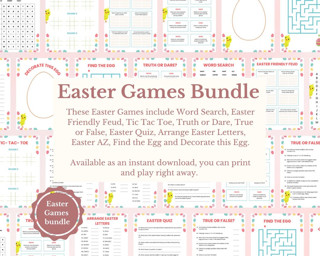 Easter Games, Easter Printable Games, Easter Games for Kids, Easter ...