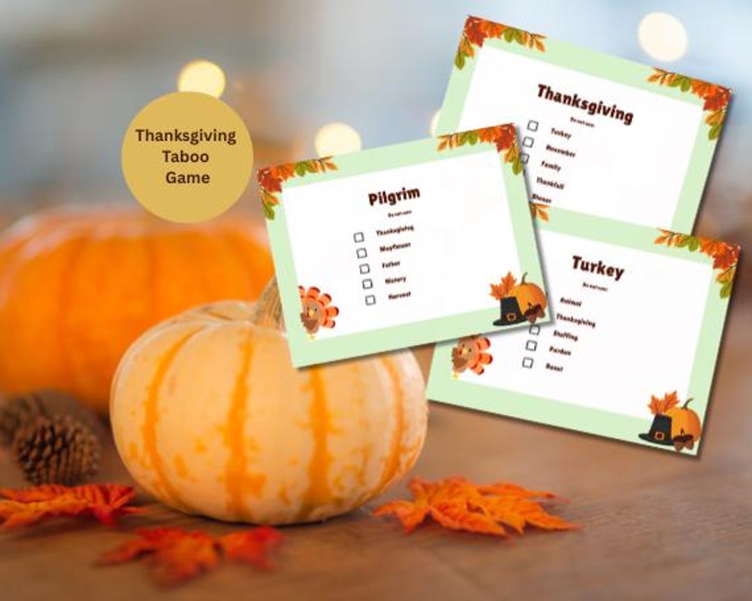 Thanksgiving Taboo Game Printable, Fun Fall Party Game for Kids and ...