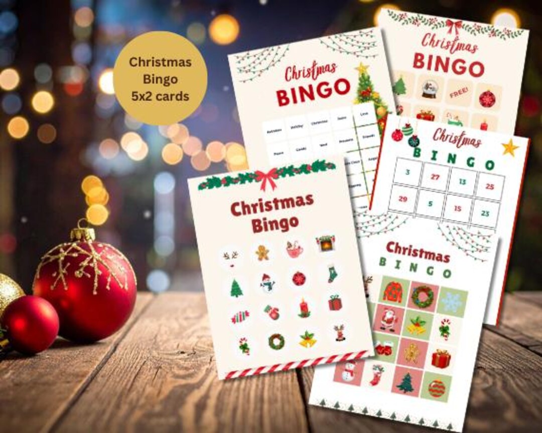 Printable Christmas Bingo Game, Christmas Bingo Cards, Holiday Games ...