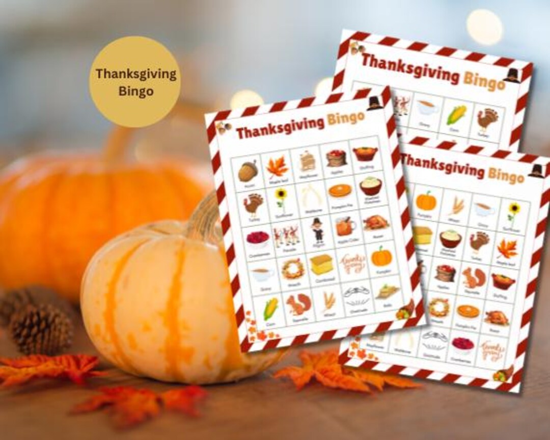 Thanksgiving Bingo Game Printable, 30 Cards Fall Family Game for Kids ...