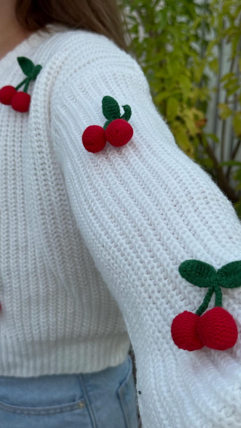 Cherry Cardigan | 100% Handmade | Oversize Cherry Cardigan | Chunky ...