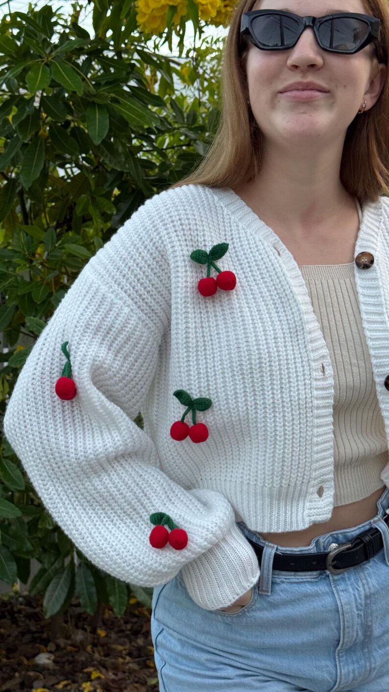 Cherry Cardigan | 100% Handmade | Oversize Cherry Cardigan | Chunky ...