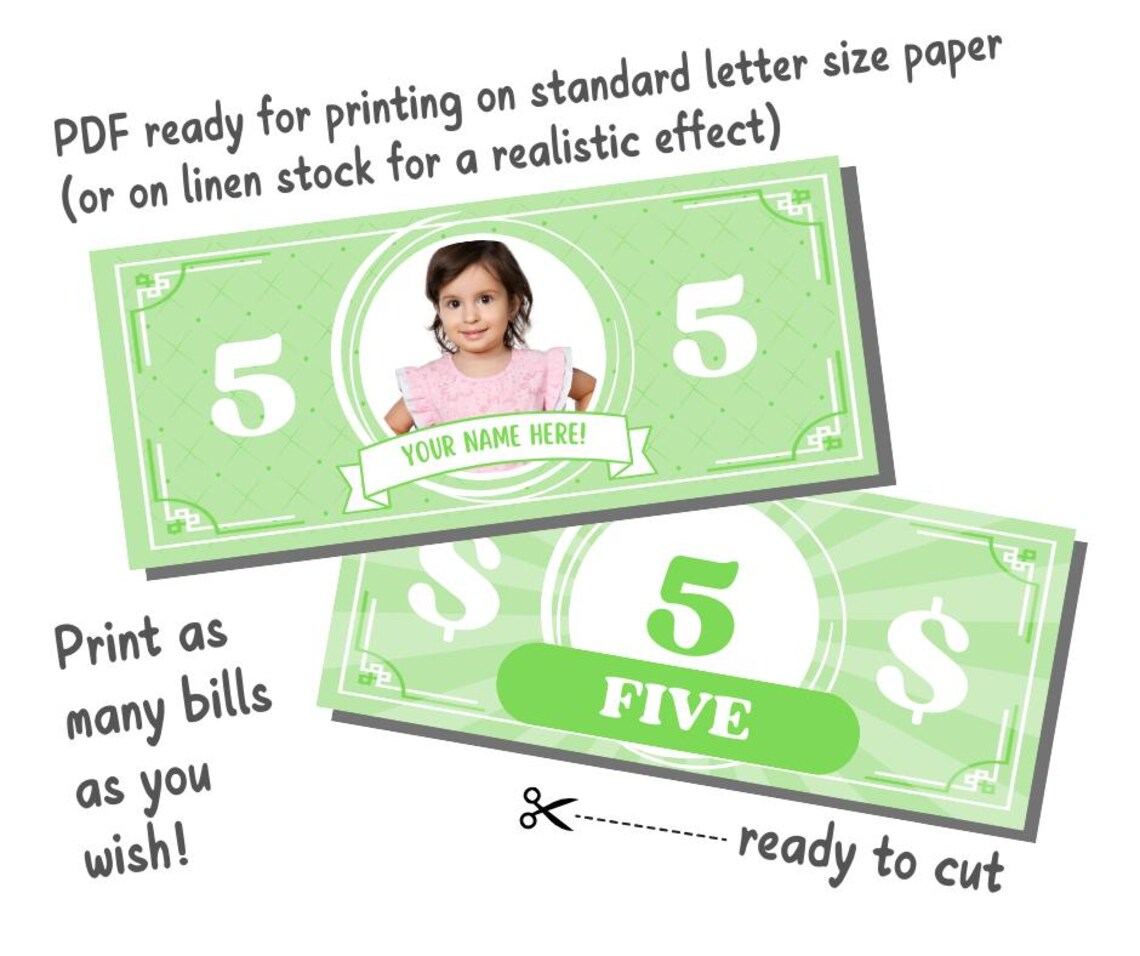 Customized Play Money Printable - Etsy