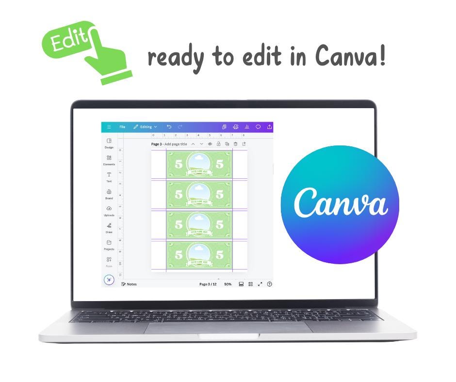 Canva Play Money Template - Etsy