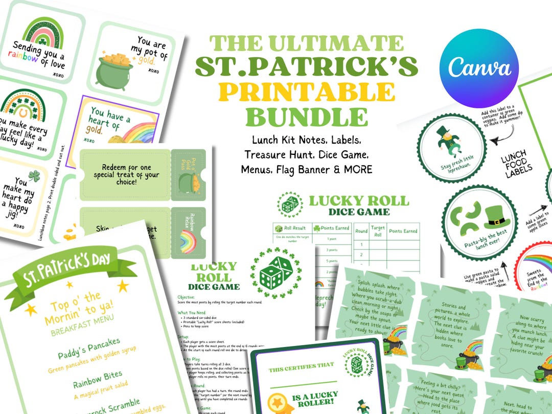 Ultimate St Patricks Day Printable Bundle for Kids - Etsy
