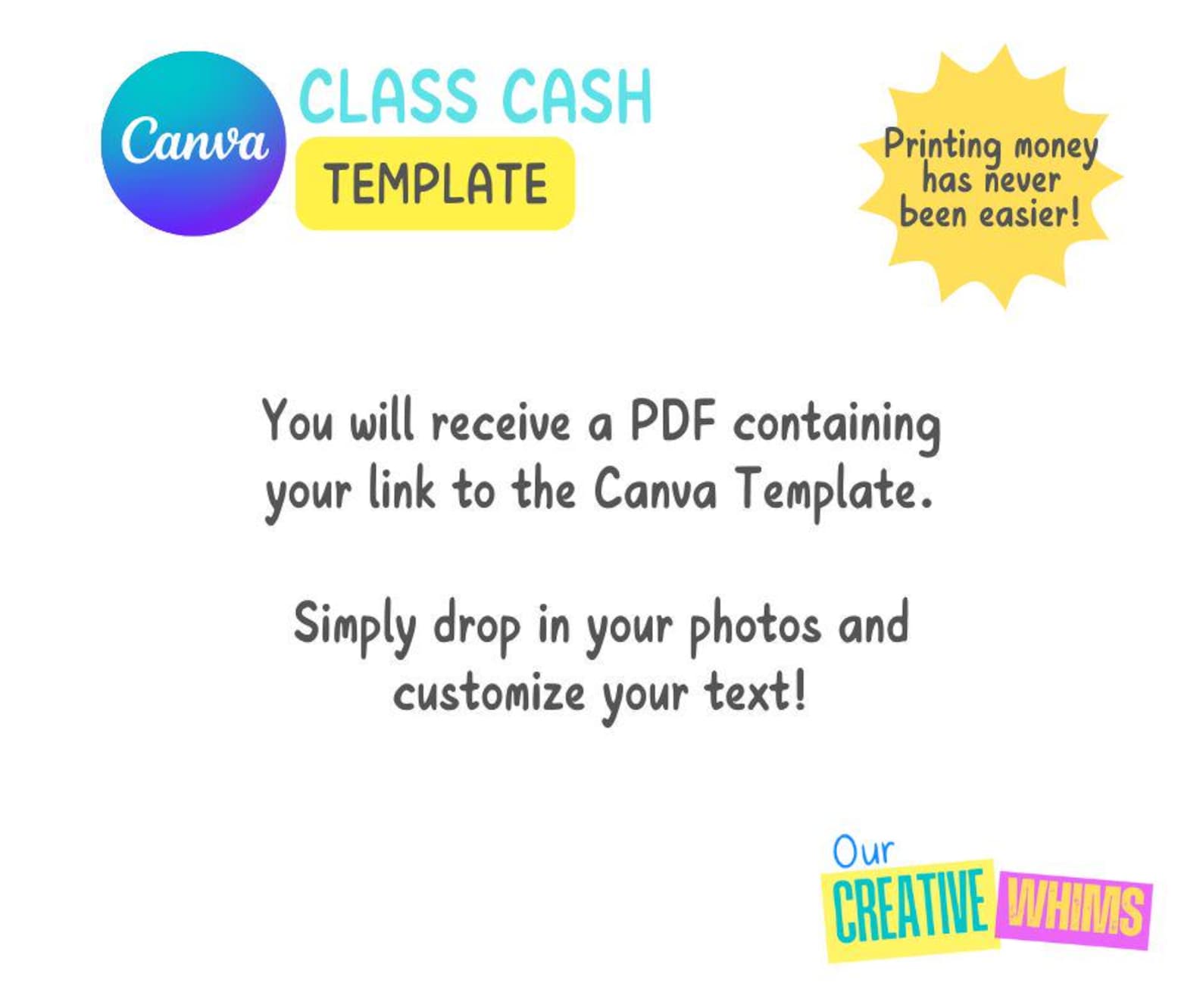 Editable Classroom Cash Play Money Canva Template - Etsy